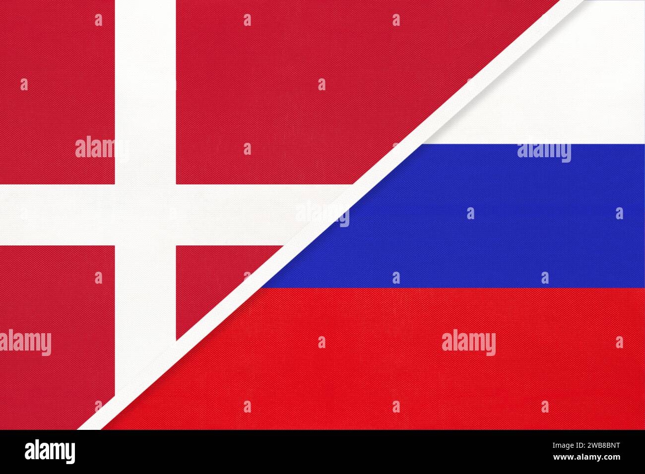 Denmark and Russia, symbol of country. Danish vs Russian national flags ...
