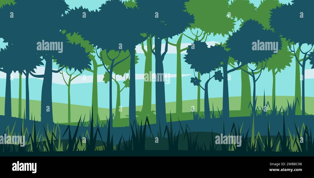 Forest landscape horizontal seamless illustration Stock Vector Image ...