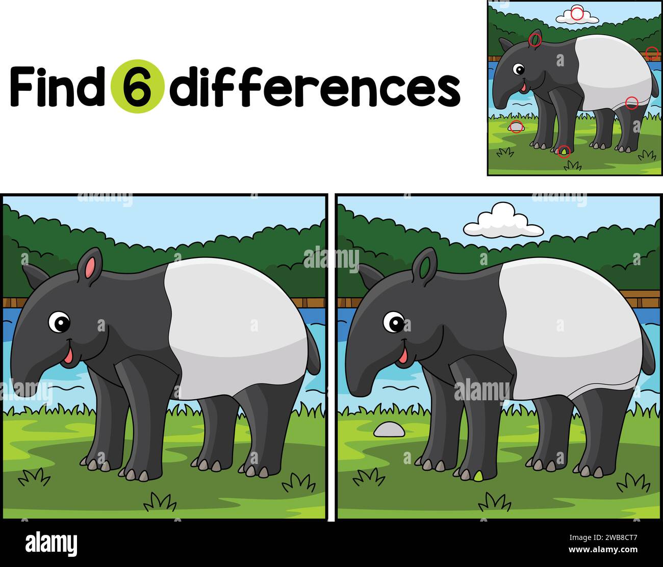 Tapir Animal Find The Differences Stock Vector Image & Art - Alamy