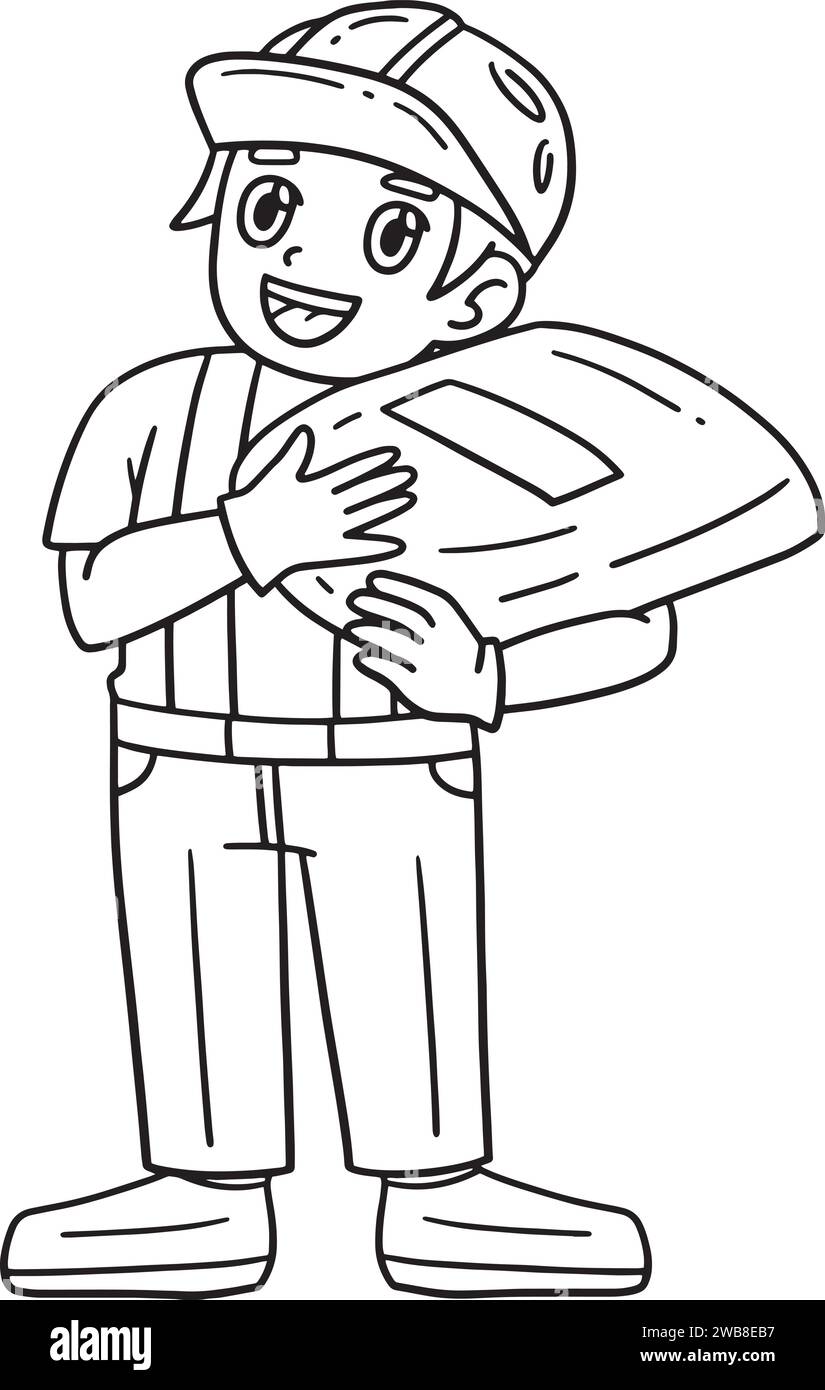 Construction Worker Hauling Cement Isolated Stock Vector Image & Art ...