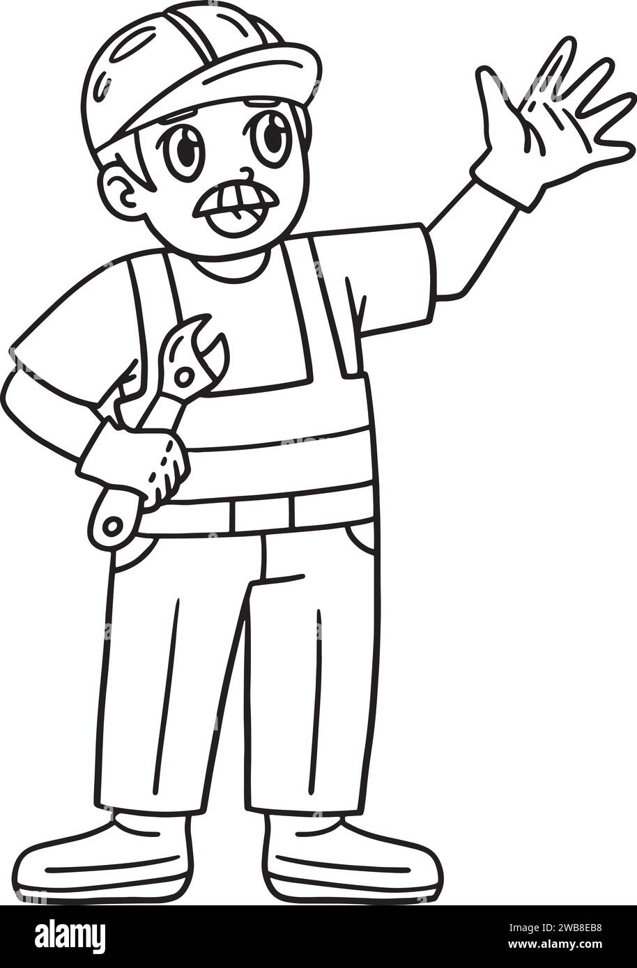 Construction Worker Isolated Coloring Page Stock Vector Image & Art - Alamy