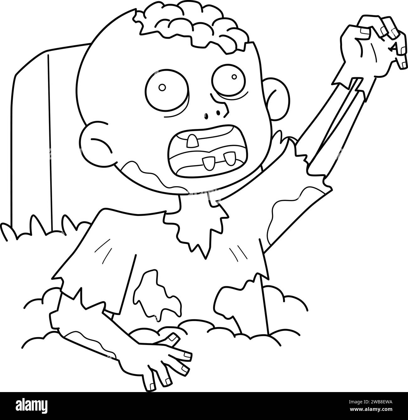 Zombie Rising from the Grave Isolated Coloring Stock Vector Image & Art ...