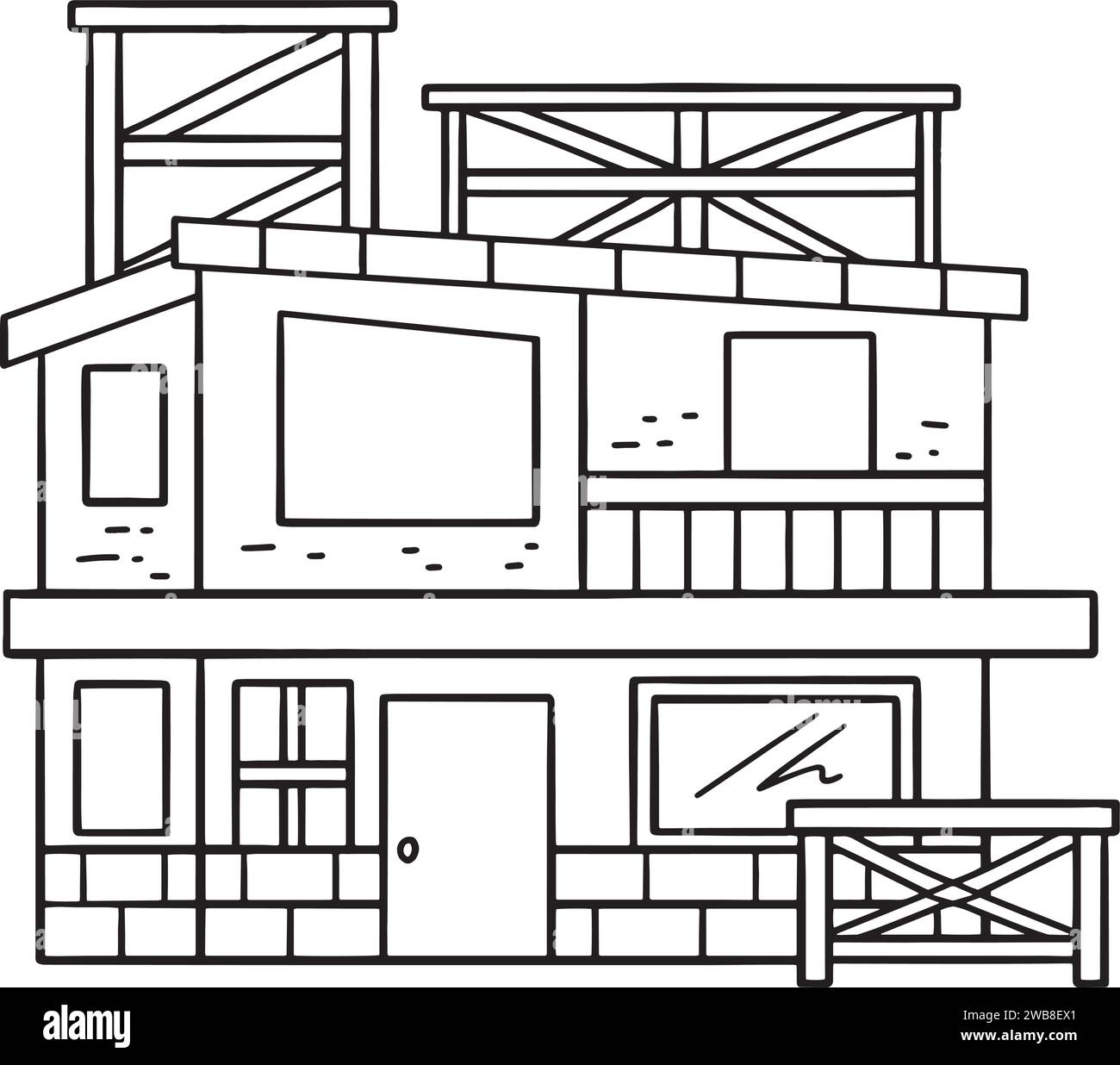 Building Under Construction Isolated Coloring Stock Vector Image & Art ...