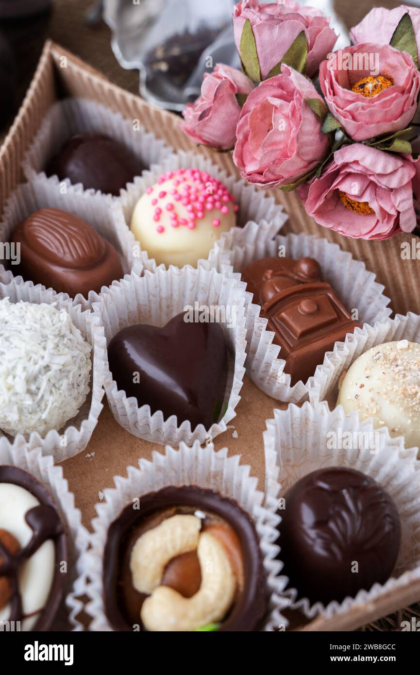 Handmade candies close-up on the table. Festive still life of handmade ...