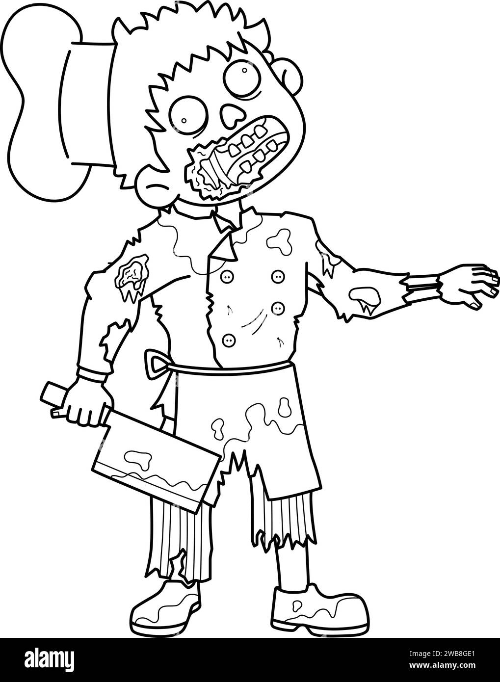 Zombie Chef Isolated Coloring Page for Kids Stock Vector Image & Art ...