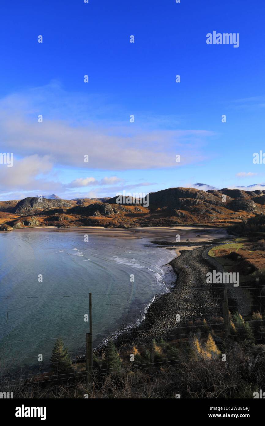 Autumn view over Loch Ewe, Poolewe village, Wester Ross, North West ...