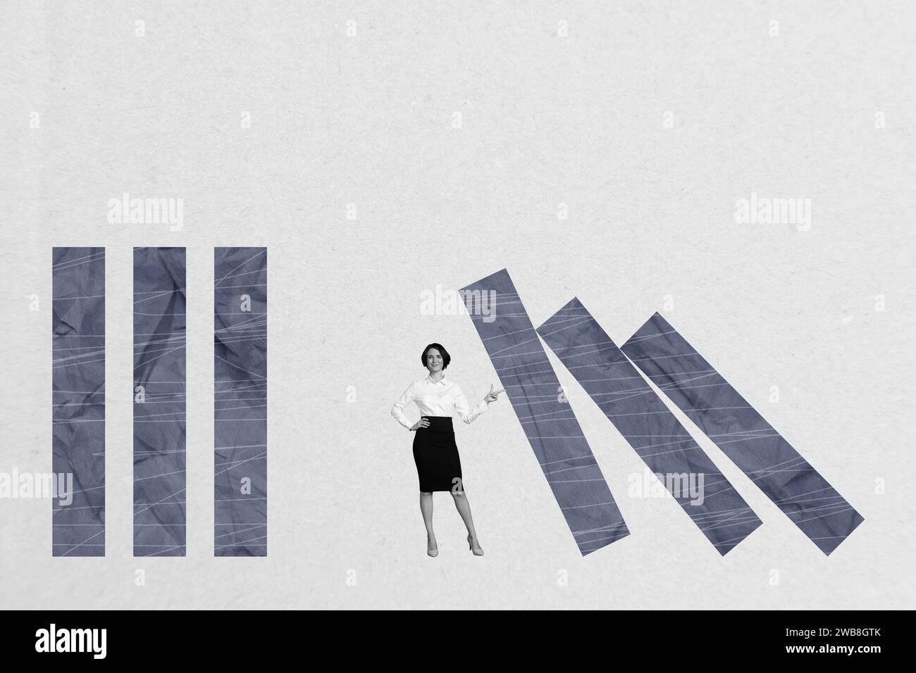 Horizontal creative surreal photo young miniature businesswoman hold ...