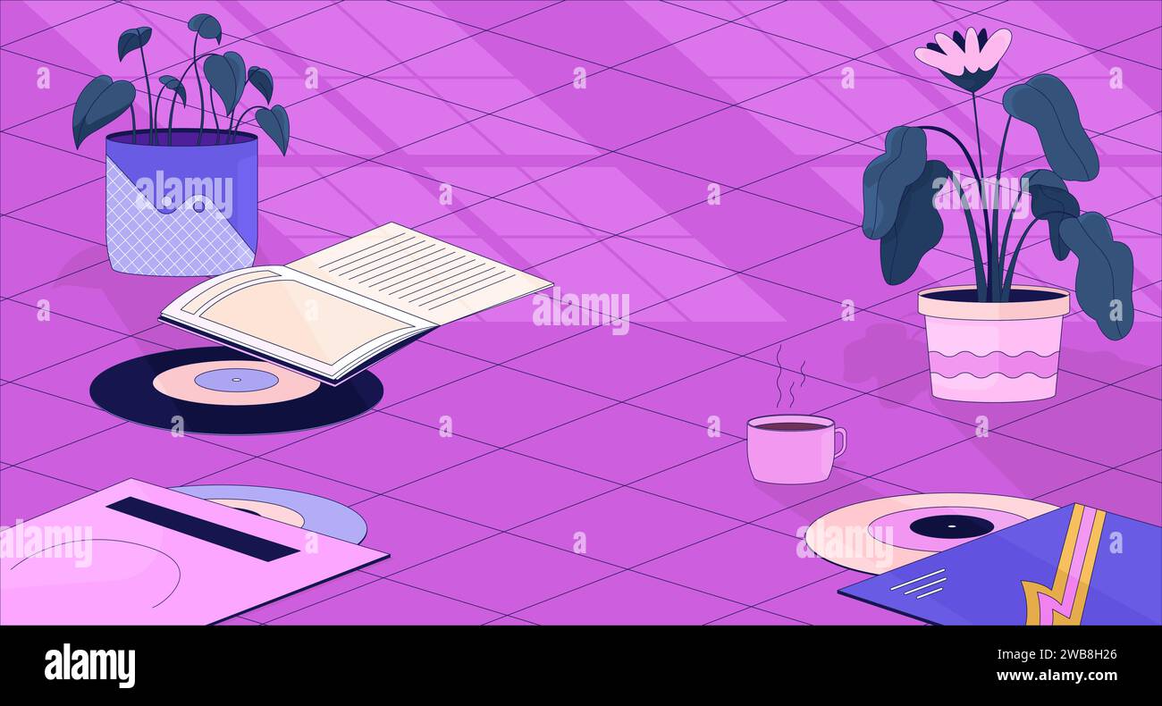 Vinyl records houseplants 2D cartoon background Stock Vector Image ...