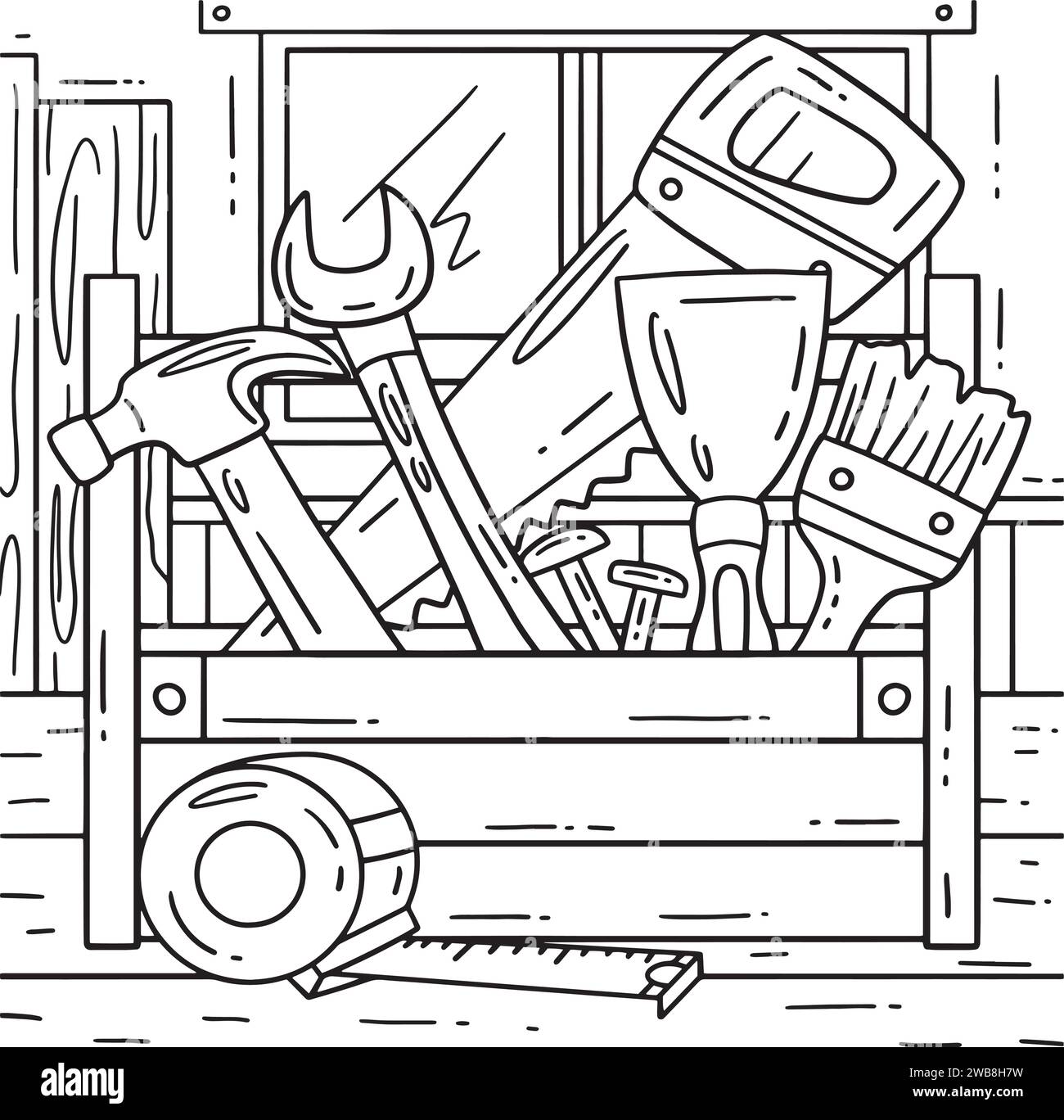 Construction Tool Box Coloring Page for Kids Stock Vector Image & Art ...