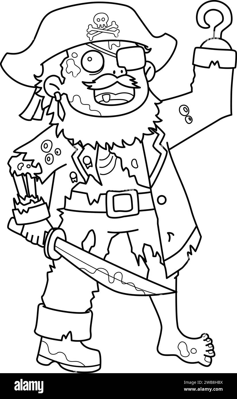Zombie Pirate Captain Isolated Coloring Page Stock Vector Image & Art ... Zombie Pirate Captain Isolated Coloring Page Stock Vector Image & Art ...