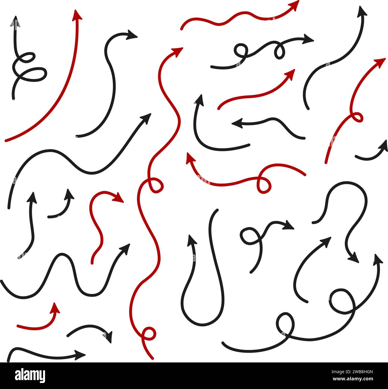 Big Set Arrows and directions signs. thin line with arrow. doodle style ...