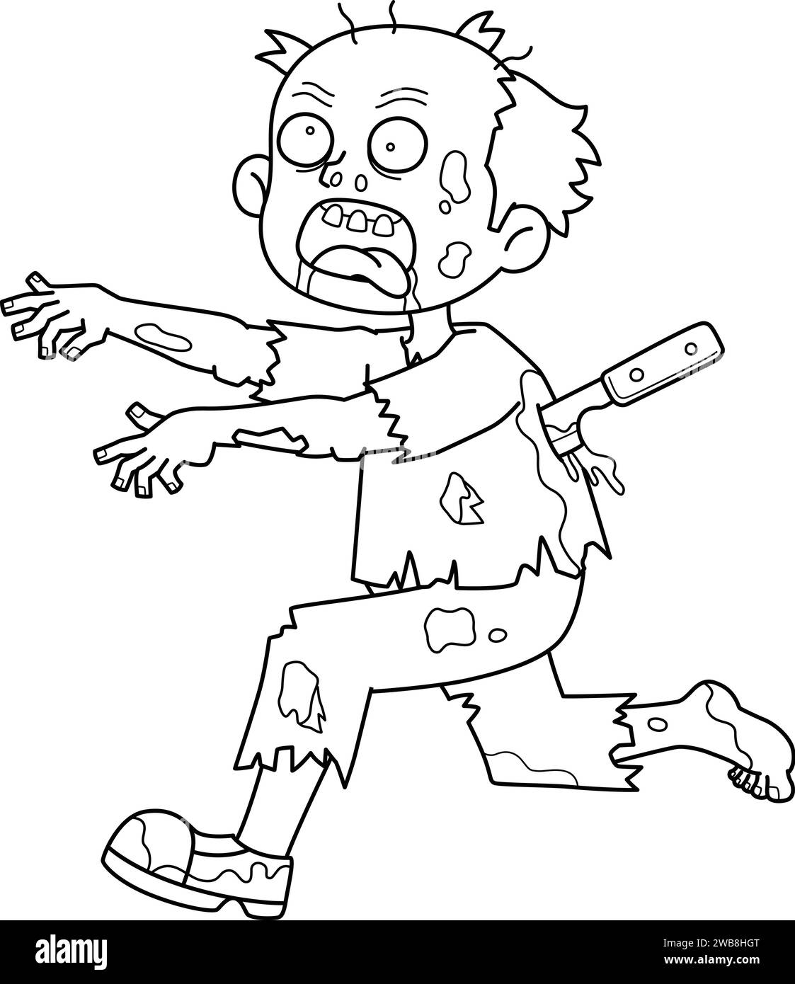 Running Zombie Isolated Coloring Page for Kids Stock Vector Image & Art ...