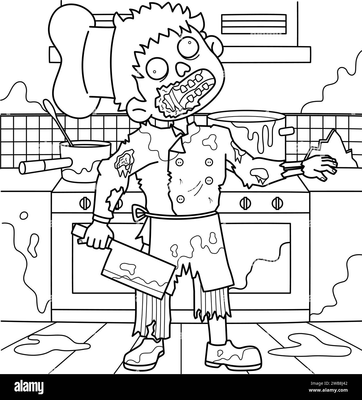 Zombie Chef Coloring Page for Kids Stock Vector Image & Art - Alamy
