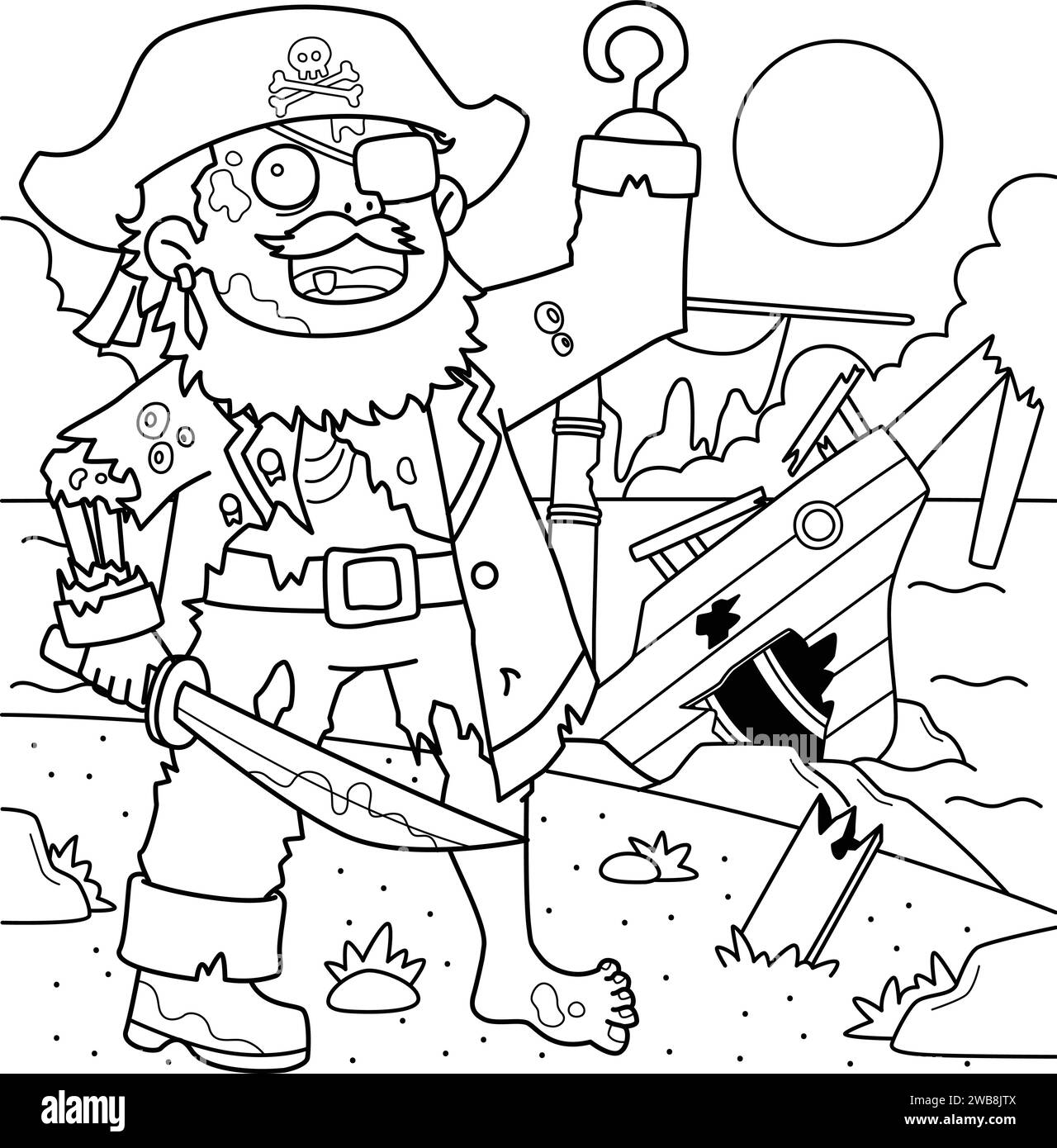 Zombie Pirate Captain Coloring Page for Kids Stock Vector Image & Art ... Zombie Pirate Captain Coloring Page for Kids Stock Vector Image & Art ...