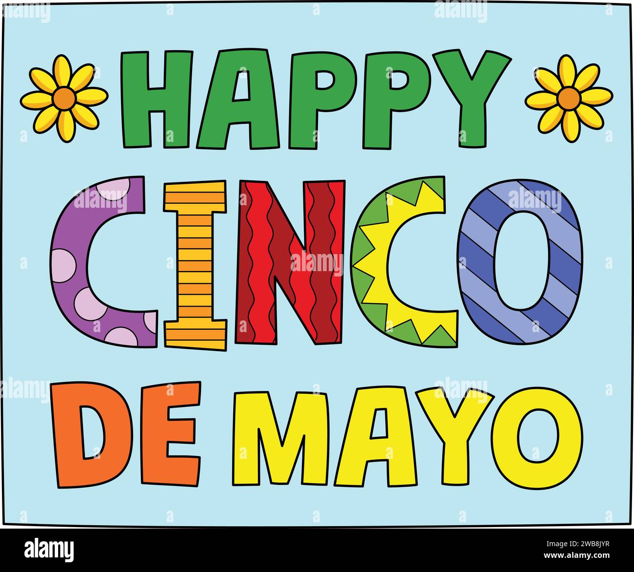 Happy Cinco De Mayo Banner Cartoon Colored Clipart Stock Vector Image ...