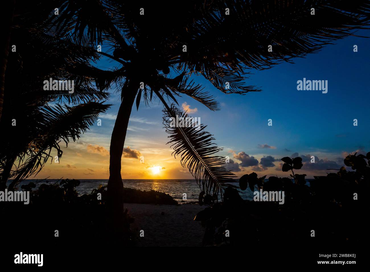 Beautiful caribbean landscape photo taken in Mahahual beach in Mexico ...