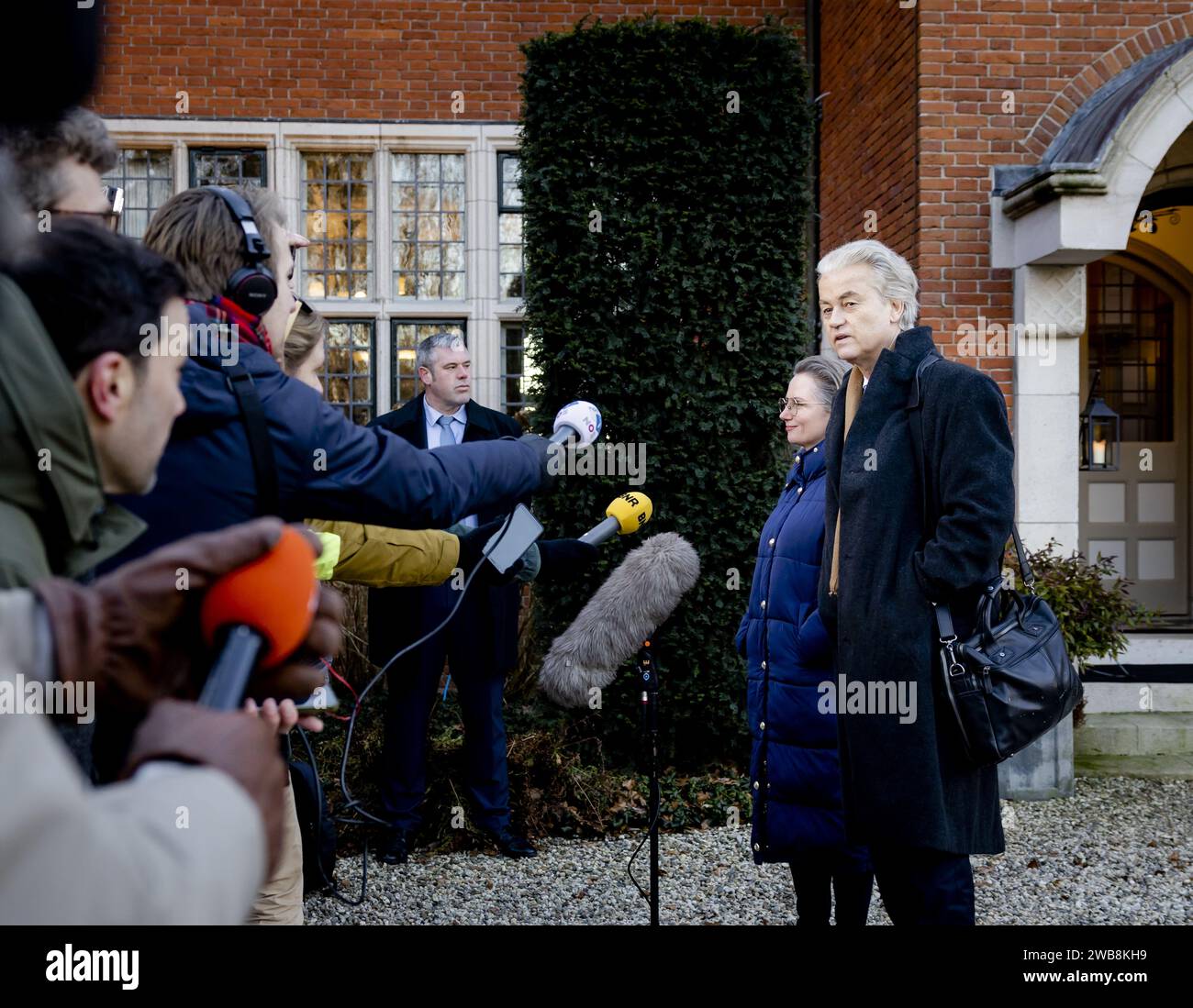 HILVERSUM - Fleur Agema (PVV) and Geert Wilders (PVV) arrive for a ...
