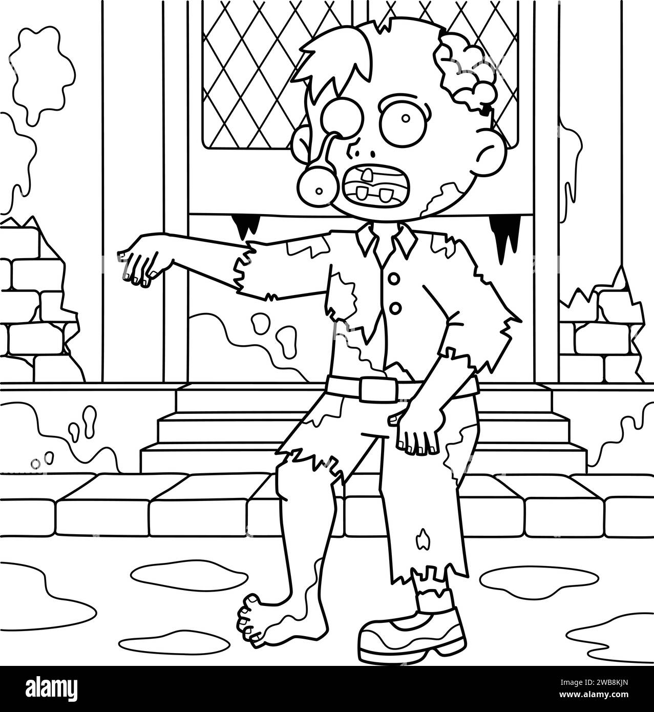 Zombie Boy Coloring Page for Kids Stock Vector Image & Art - Alamy
