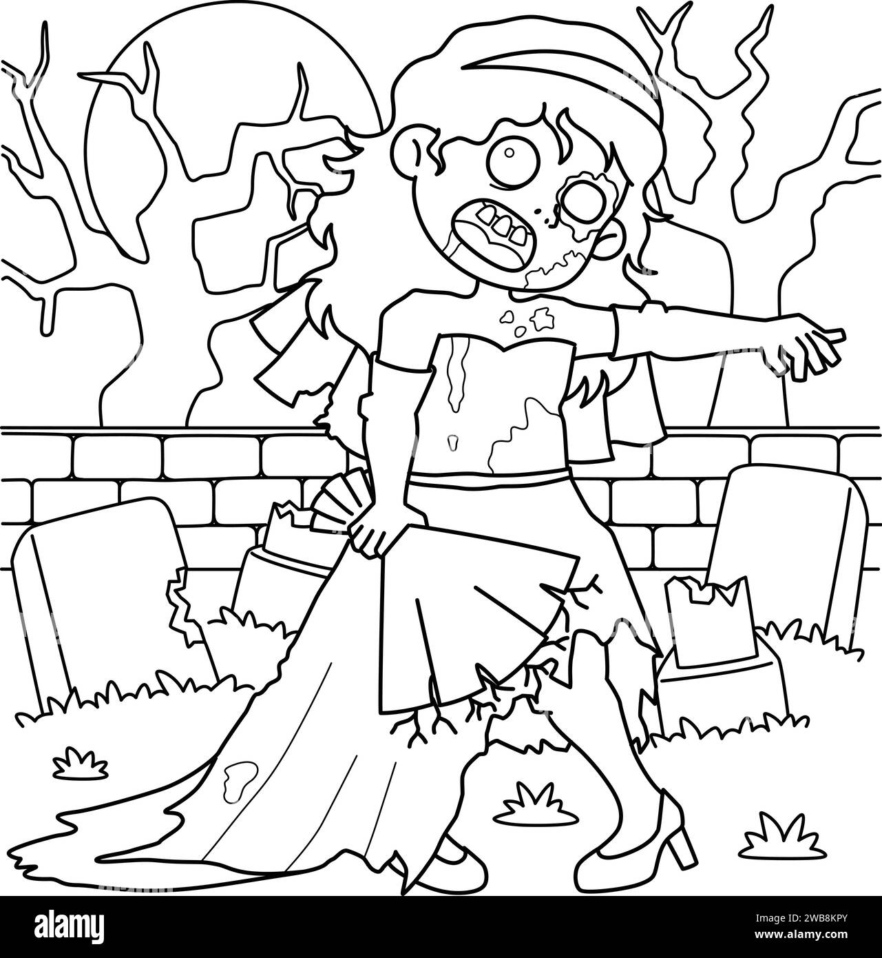 Zombie Bride Coloring Page for Kids Stock Vector Image & Art - Alamy