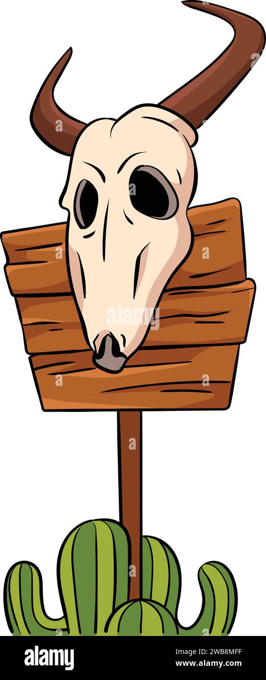 Cowboy Bull Skull Cartoon Colored Clipart Stock Vector Image & Art - Alamy