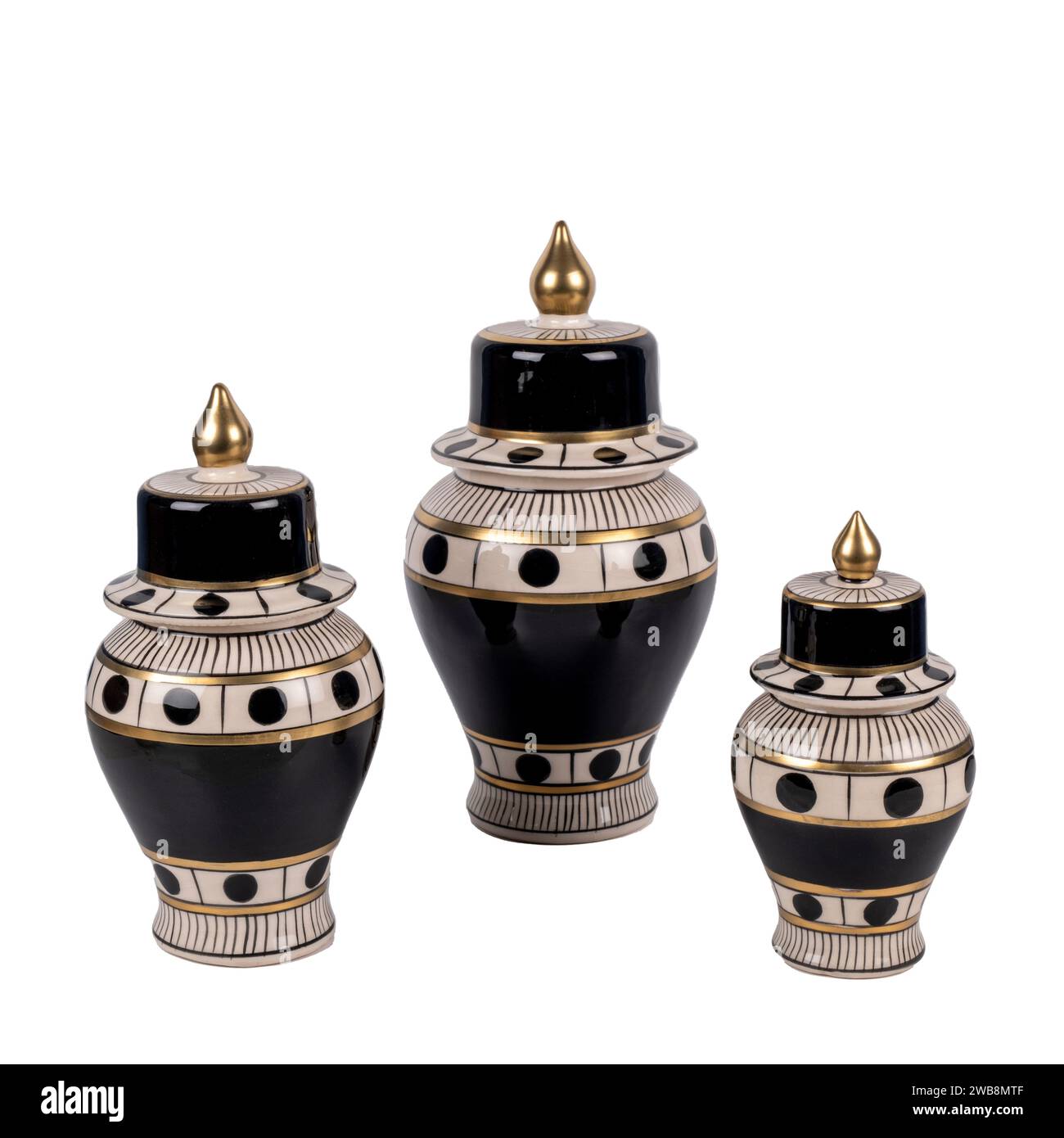 ceramic jars luxury living room decoration object isolated Stock Photo ...