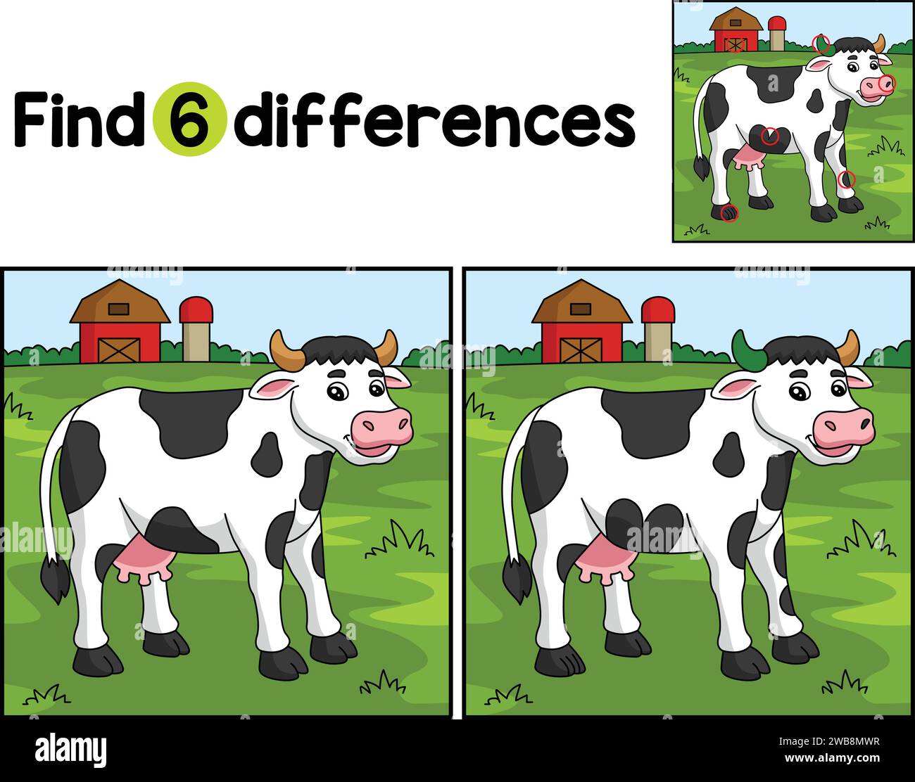 Cow Animal Find The Differences Stock Vector Image & Art - Alamy