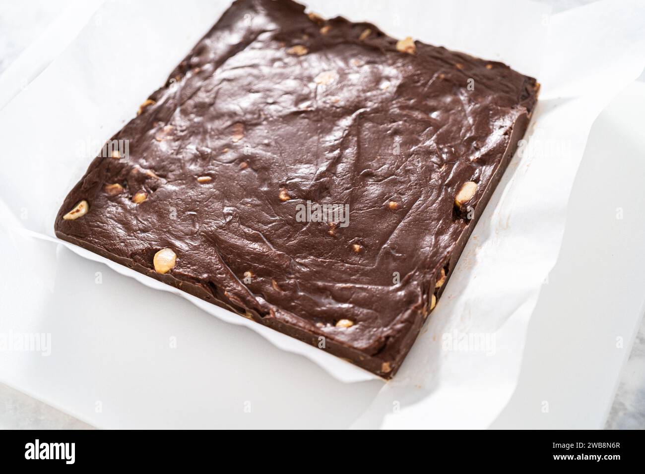 Chocolate macadamia fudge Stock Photo - Alamy