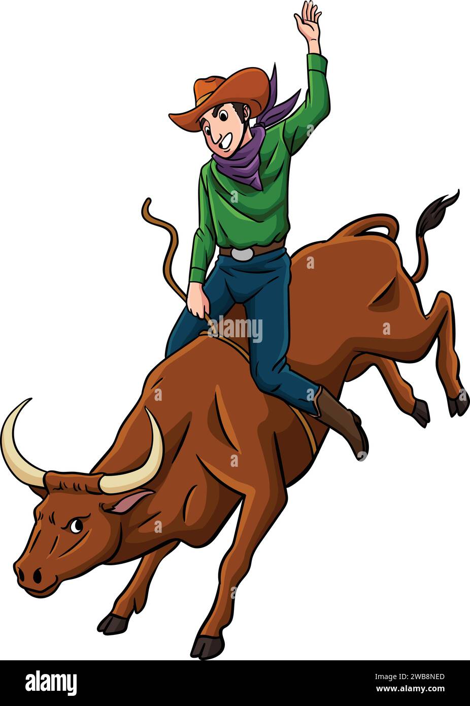 Cowboy Bull Rider Cartoon Colored Clipart Stock Vector Image & Art - Alamy