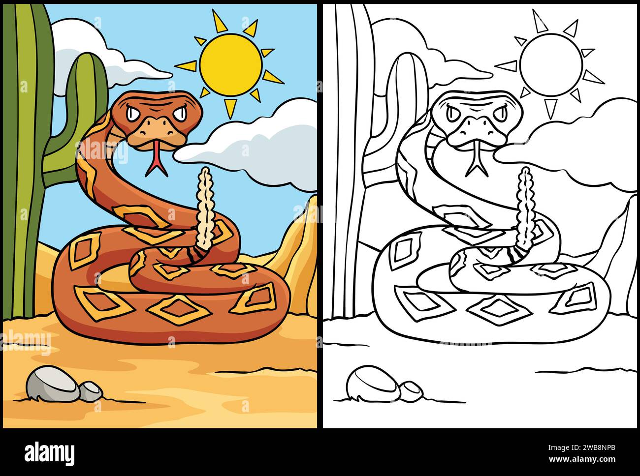 Cowboy Viper Snake Coloring Colored Illustration Stock Vector Image ...