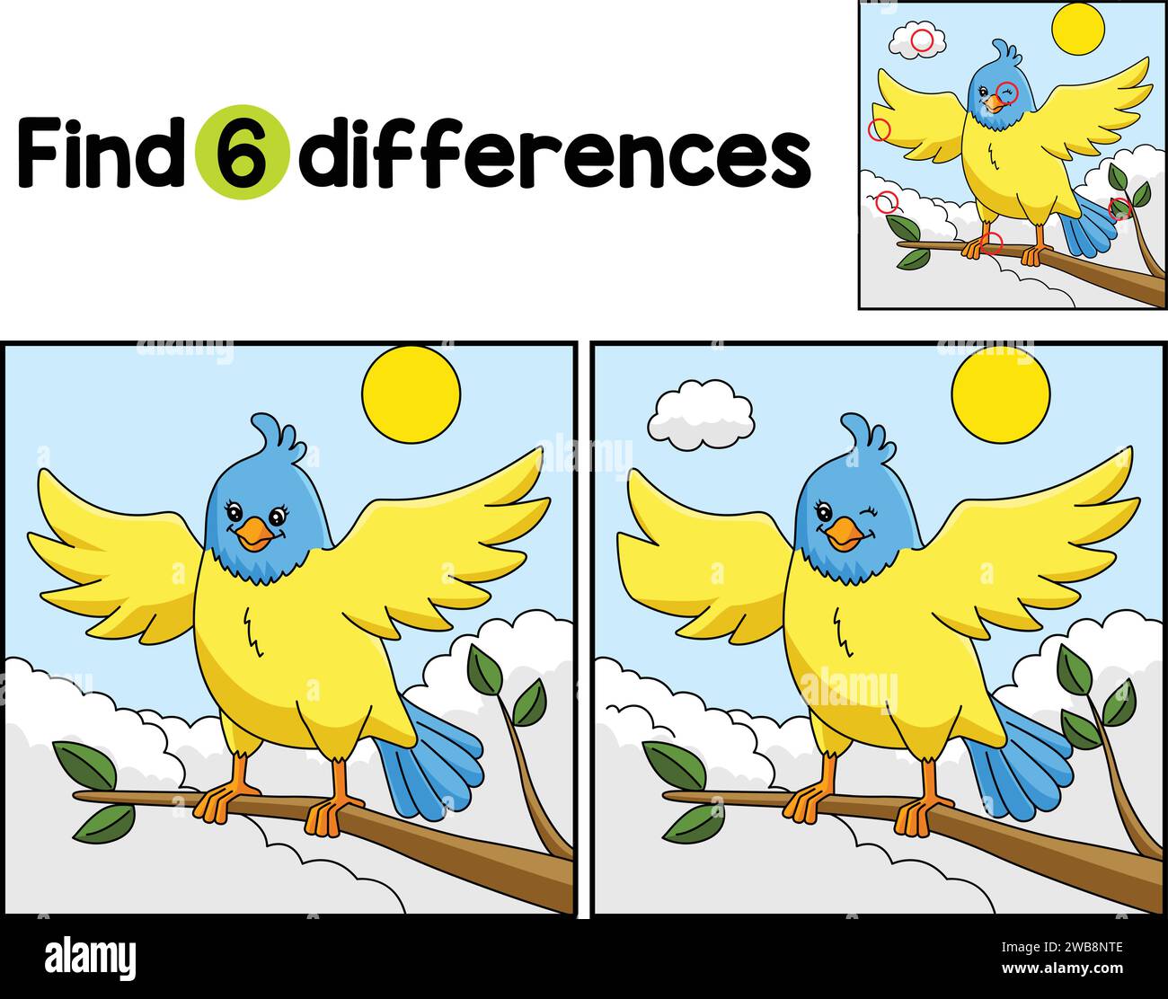 Bird Animal Find The Differences Stock Vector Image & Art - Alamy