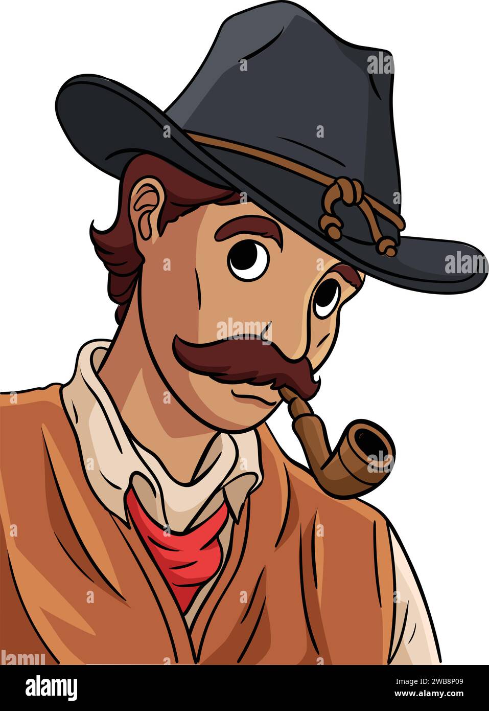 Cowboy with a Tobacco Pipe Cartoon Colored Clipart Stock Vector Image ...