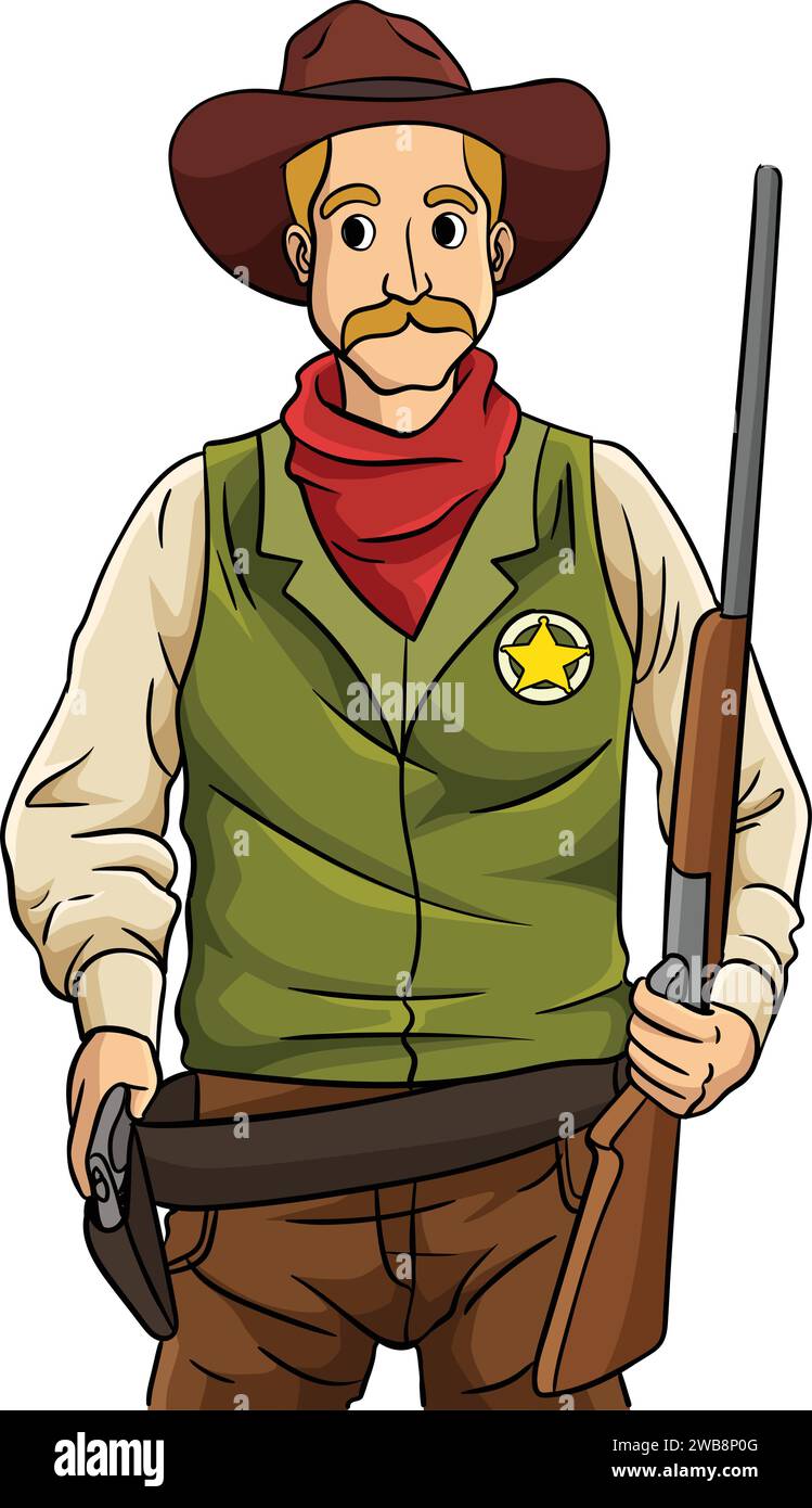 Cowboy Sheriff Cartoon Colored Clipart Stock Vector Image & Art - Alamy