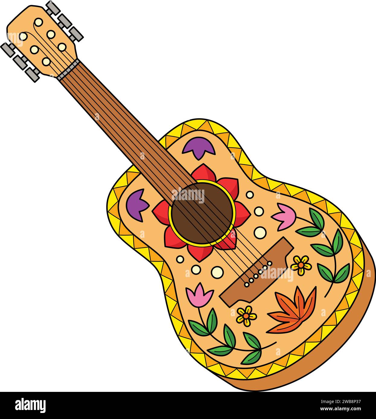 Guitar Cartoon Colored Clipart Illustration Stock Vector Image & Art ...