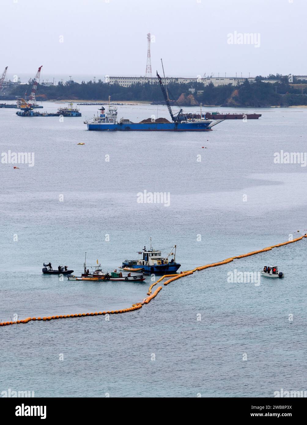 Photo taken on Jan. 9, 2024, shows the Oura Bay in the Henoko coastal ...