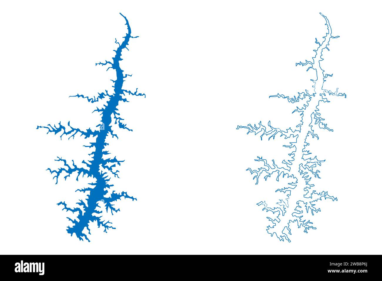 Itaipu Lake (Federative Republic of Brazil, Paraguay) map vector ...