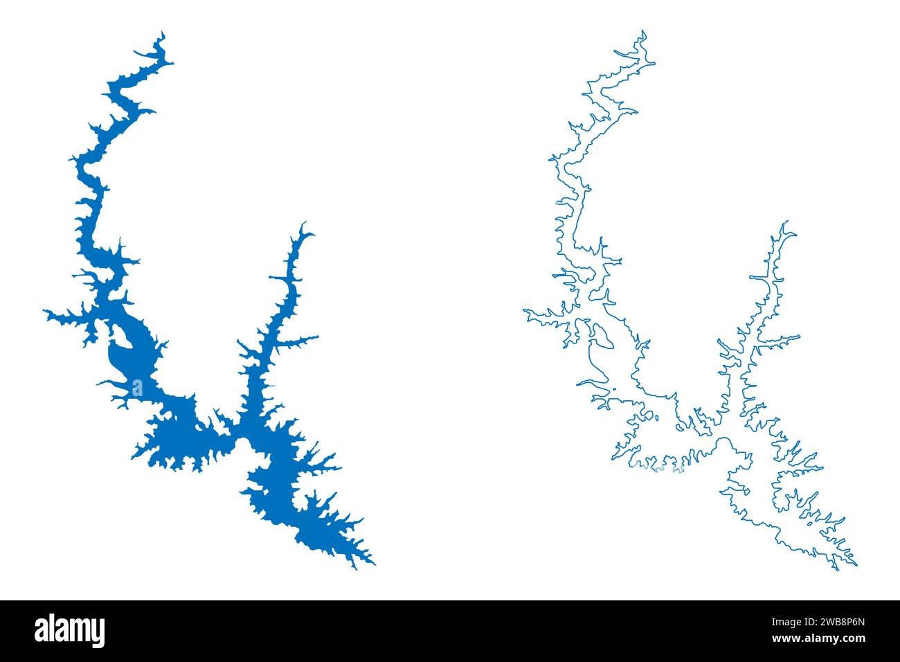Kossou lake (Republic of Côte d'Ivoire, Ivory Coast) map vector ...