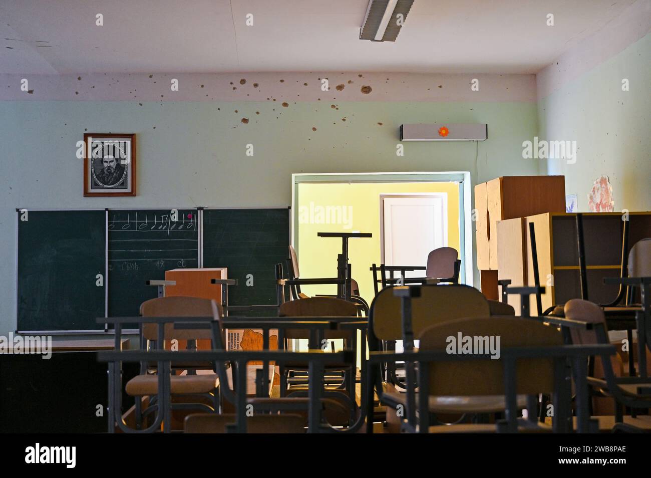 Non Exclusive: LVIV, UKRAINE - JANUARY 08, 2024 - A classroom of the ...