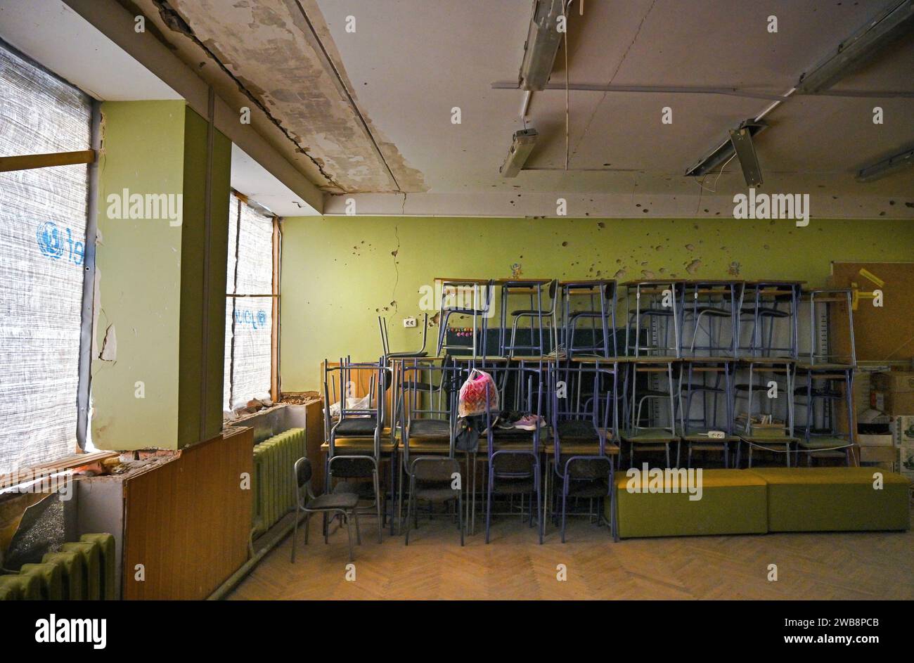 Non Exclusive: LVIV, UKRAINE - JANUARY 08, 2024 - The classroom of the ...
