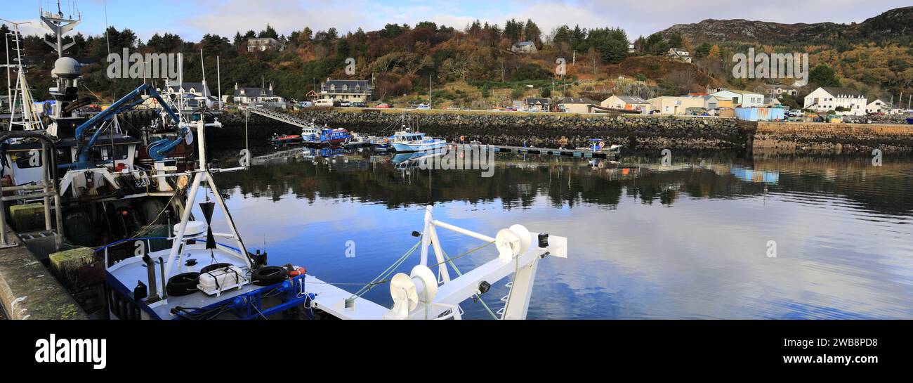 Fishing boats in the harbour at Gairloch village, Wester Ross, North ...