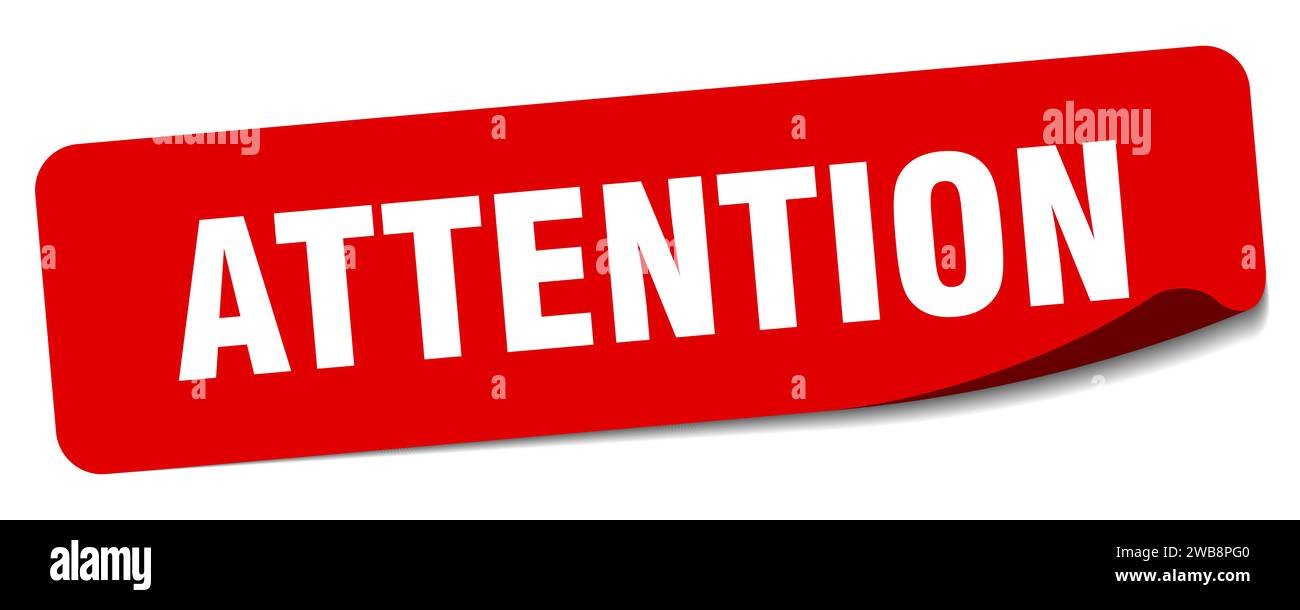 attention sticker. attention rectangular label isolated on white ...