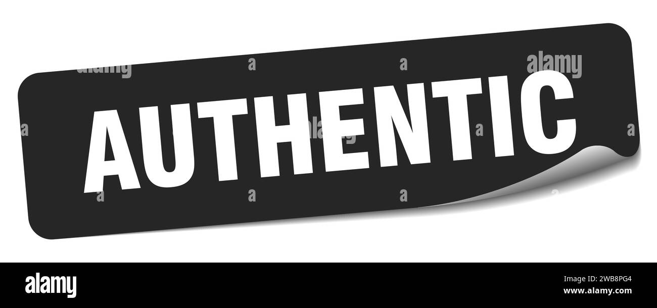 authentic sticker. authentic rectangular label isolated on white ...