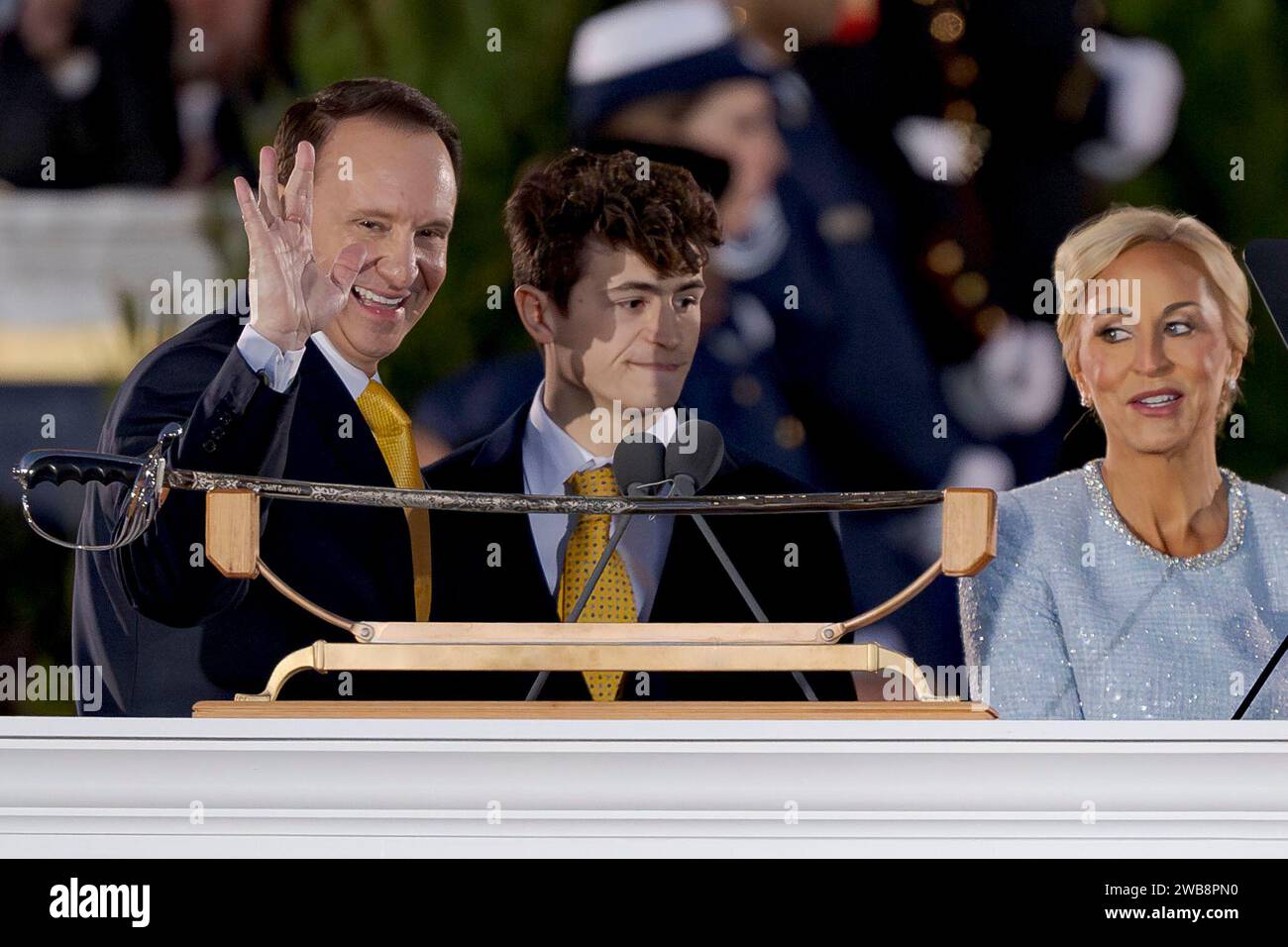Louisiana Republican Gov. Jeff Landry smiles after being sworn in for ...