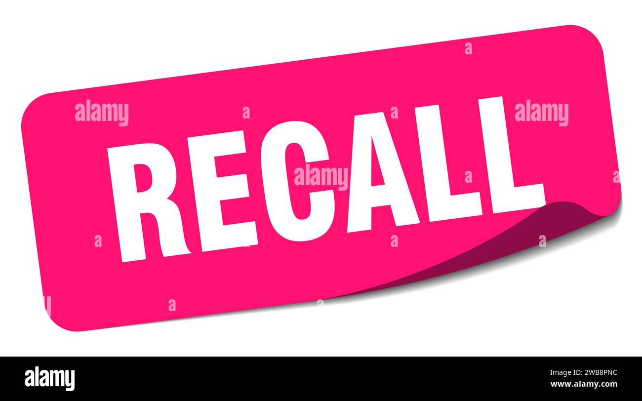 recall sticker. recall rectangular label isolated on white background ...