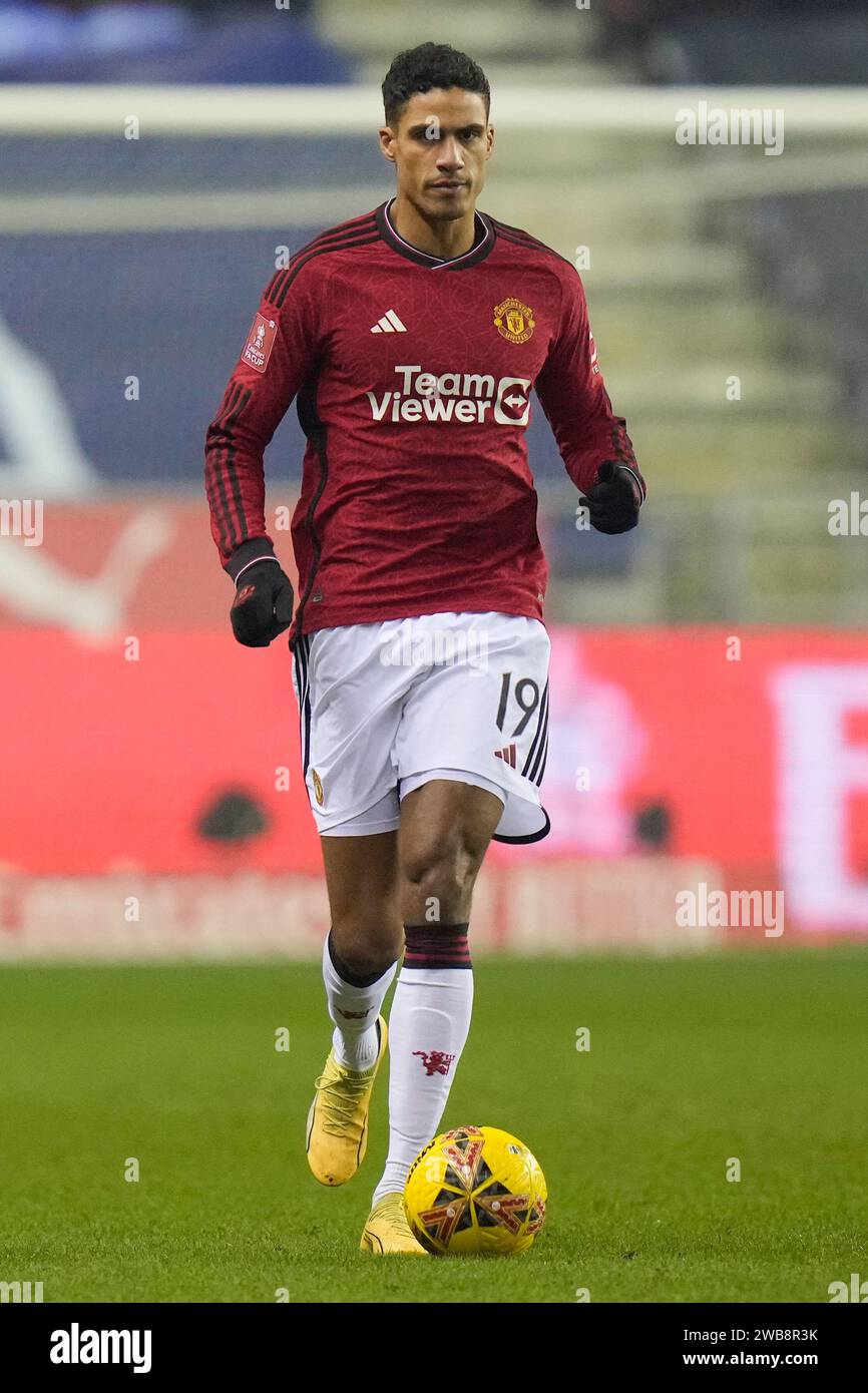 Wigan, UK. 08th Jan, 2024. Raphaël Varane of Manchester United during ...