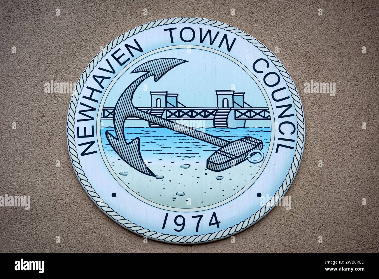 Newhaven, January 6th 2024: The Town Council sign Stock Photo - Alamy