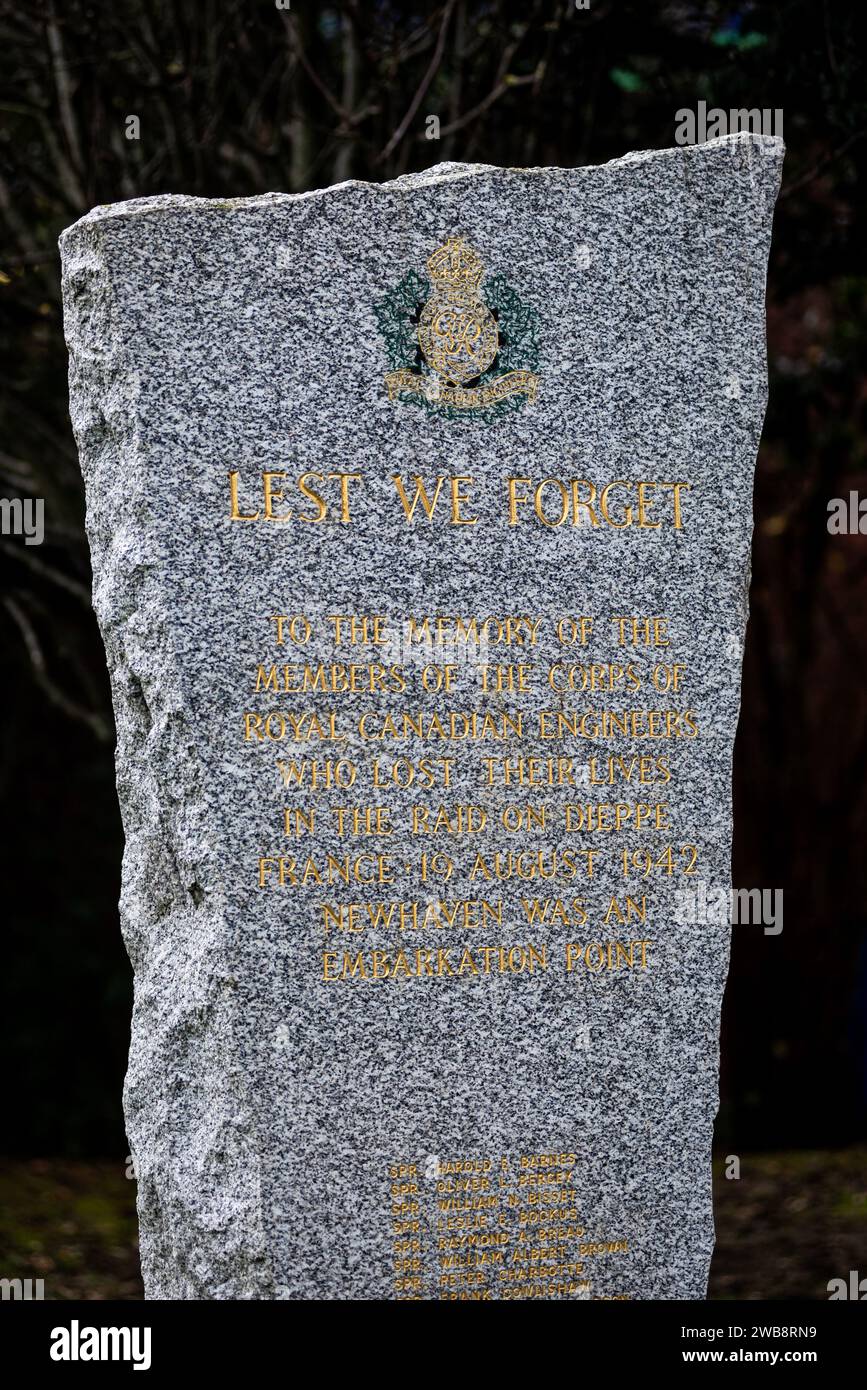 Newhaven, January 6th 2024: The Canadian memorial on War Memorial Green ...