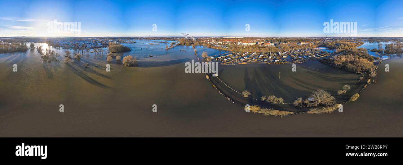 Hochwasser und Überschwemmung der Leine im Stadteil Stöcken. Hannover ...
