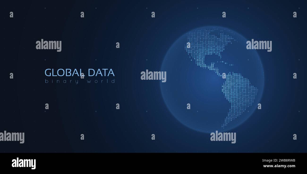 Big data 3d earth binary Stock Vector Images - Alamy