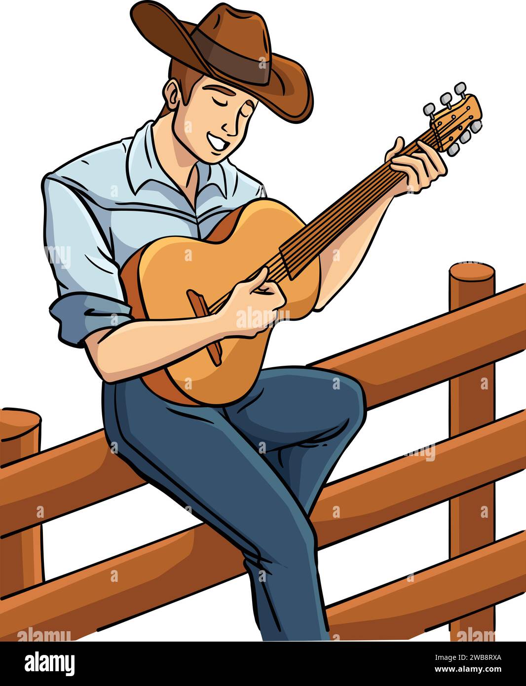 Cowboy Playing Guitar Cartoon Colored Clipart Stock Vector Image & Art ...