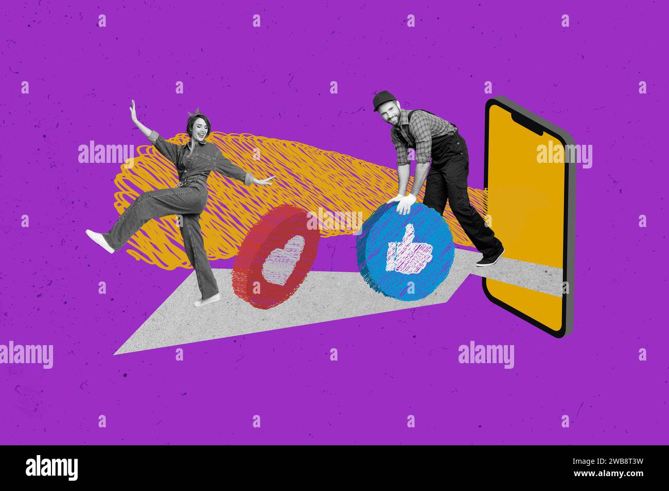 Creative abstract template collage of funny bloggers influencer screen ...